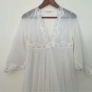 Vintage | Swim | Vintage 7s Sheer Lace Maxi Duster Robe Festival ...